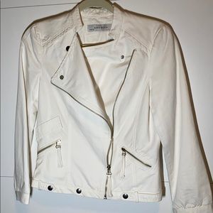 Zara | Jackets & Coats | Zara Basic Classic Motorcycle White Jacket ...